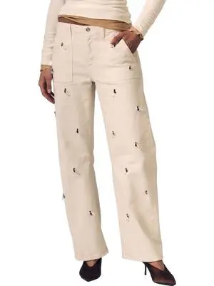 LE JEAN Jewel High Waist Straight Leg Utility Jeans