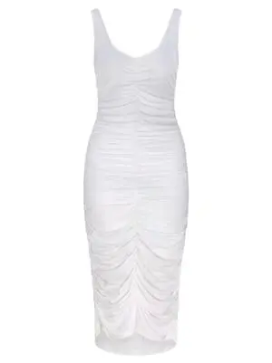 LIZ SKORSIS Olera Ruched High-low Midi Dress