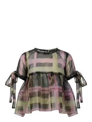 PAPER DOLLS Plaid-print Organza Blouse