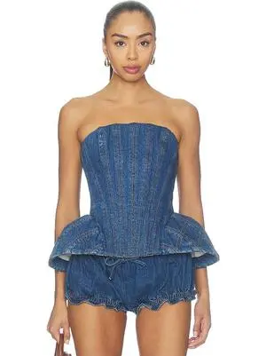 AKNVAS Emmi Corset Denim Top - Blue