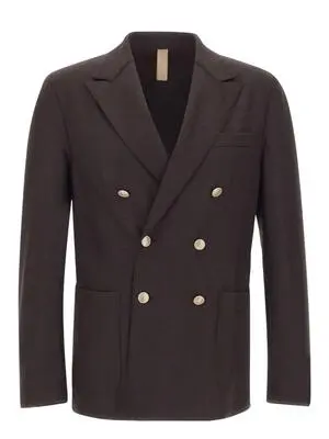 Eleventy Eleventy Double-Breasted Peak-Lapel Blazer Black