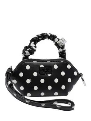 GANNI Ganni Nano Bou Polka-Dot Wristlet Bag Black