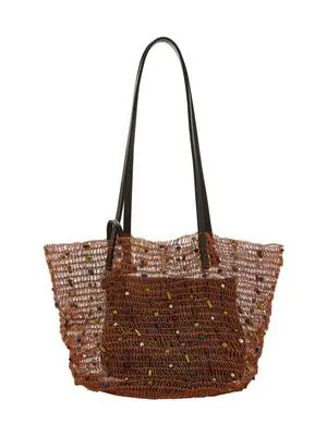 STAUD Large Caro Beaded Bucket Bag