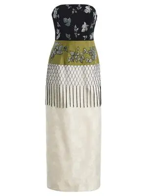 CHORUS Exclusive Velloure Fringed Jacquard Midi Column Gown