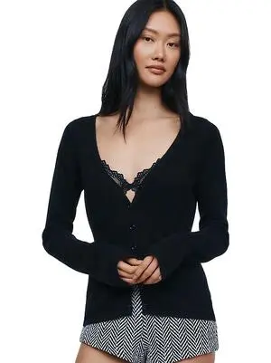 REFORMATION Bloom 100% Cashmere Cardigan Black