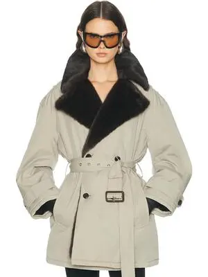 ALEXANDER WANG Alexander Wang Faux Fur Lined Oversized Trench Coat In Grey