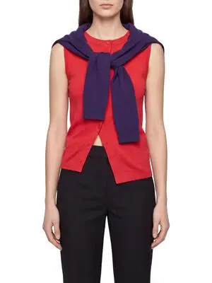 JW Anderson Asymmetrical Wool Top With Side Buttons And Dropped Shoulders Red