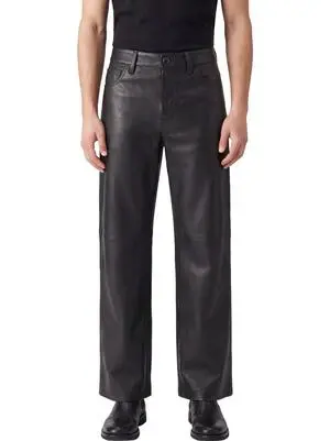 7 FOR ALL MANKIND Five-pocket Wide Leg Trousers In Calf Leather