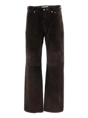 OUR LEGACY PANTALONI CARLSON CUT IN PELLE SUEDE