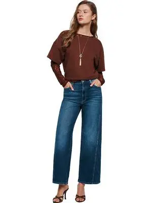 PAIGE Anessa Petite High Rise Wide Leg Jeans