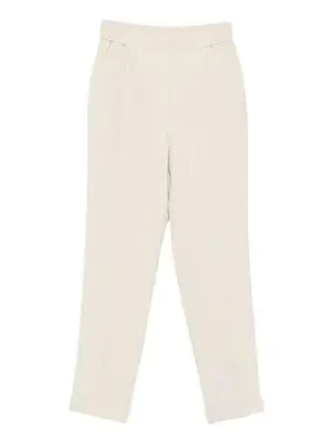 Antonelli Firenze Embellished-cuff Tapered Trousers Neutrals