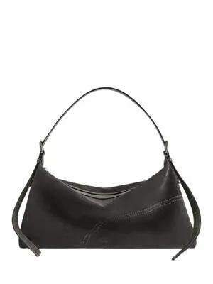 ATP ATELIER Castellare Lizard-effect Suede Shoulder Bag Grey