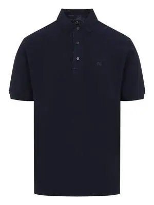Etro Roma Printed Detail Polo Men Blue