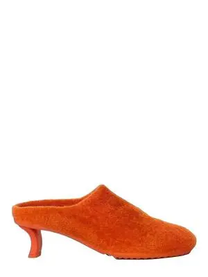 Loewe Dive Mules In Shearling - Orange