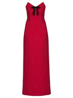 Shoshanna Brielle Strapless Bow Column Gown - Ruby