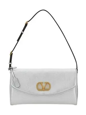 Valentino Garavani Valentino Garavani Women Silver Nappa Leather Devain Shoulder Bag Silver