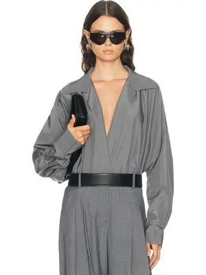 NORMA KAMALI Norma Kamali Oversized Bodysuit In Grey