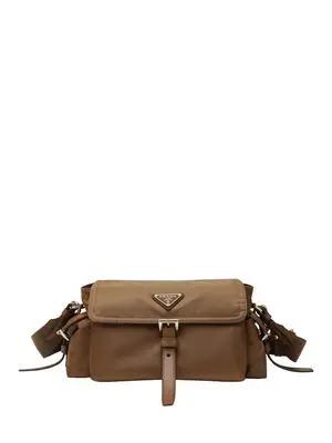 Prada Explore Medium Re-nylon Bag With Logo Triangle - Brown