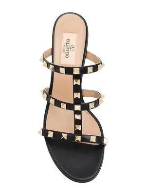 Valentino Garavani 60mm Rockstud Caged Block-heel Slide Sandals Nero
