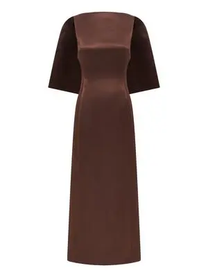 Gabriela Hearst Soraya Linen-Silk Midi Dress Brown