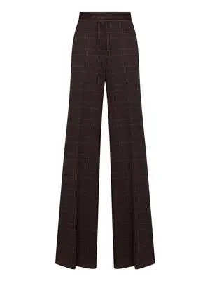 Max Mara Max Mara Women Burgundy Brown Prince Of Wales Check Mxmemiro Wide-Leg Trousers Multicolor