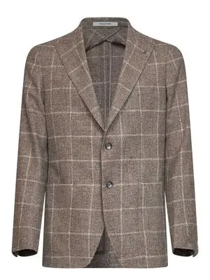 Tagliatore Tagliatore Men Tobacco Check Wool Montecarlo Single-Breasted Blazer Multicolor