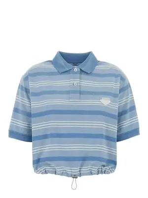 Prada Prada Embroidered Piquet Polo Shirt For Women Stripped