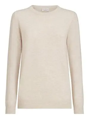 Brunello Cucinelli Cashmere Monili-detail Crew-neck Sweater - Grey