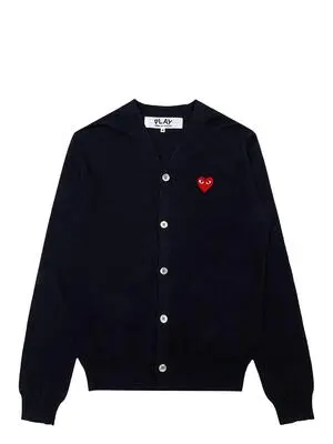 Play Comme Des Garcon Red Heart Knit Cardigan Sweater Blue