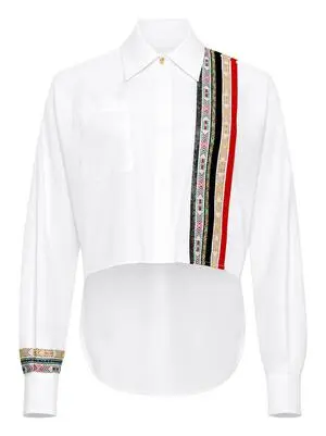 Hellessy Ted Grosgrain Poplin High-Low Shirt White