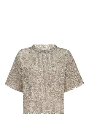 BRUNELLO CUCINELLI Embroidered Short-sleeve Sweater