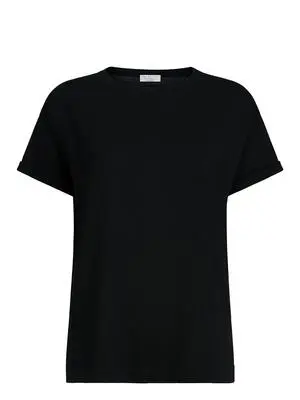 Brunello Cucinelli Cashmere-blend Sparkle Short-sleeve Sweater Black