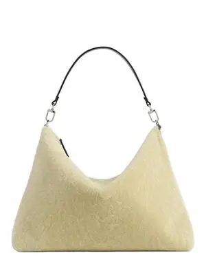 TOTEME Medium Bevel Shearling Bag Beige
