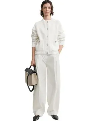 TOTEME Hammered Button Cotton Cardigan White White