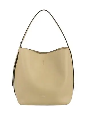 TOTEME Medium Belted Grained-leather Tote Cashew Beige