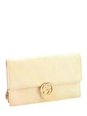 GUCCI Interlocking Wallet On Chain Leather Crossbody Bag