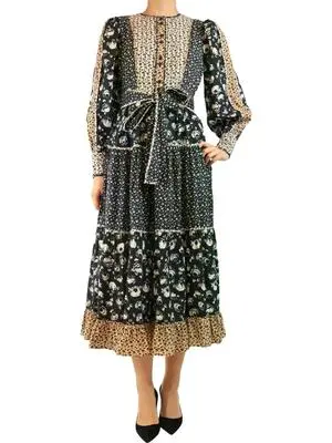 BEULAH Printed Cotton Midi Dress