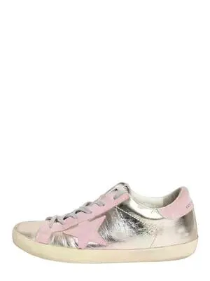 GOLDEN GOOSE Superstar Metallic Leather Sneakers Silver