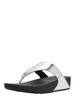 Fitflop Lulu Metallic Snake Toe-post Sandals Women's Wedge Shoes Silver Silver