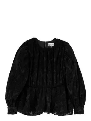 GANNI Blouse In Black Fil Coupe