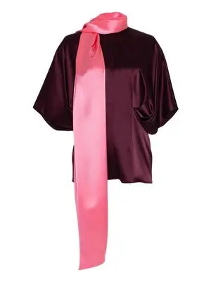ROKSANDA Luma Satin Keyhole Scarf Top Red
