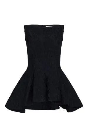 ROKSANDA Axo Cloqué Boatneck Peplum Top - Black