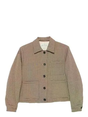WHITE SAND Check-pattern Cropped Jacket