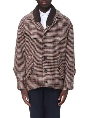 EMPORIO ARMANI Oversize Virgin Wool Shirt Jacket With Houndstooth Pattern