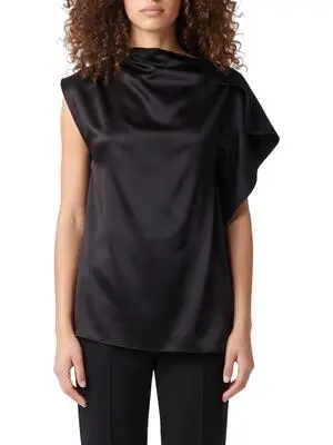 Sportmax One-shoulder Top In Pure Silk - Black