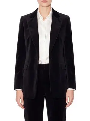 Costarellos Single-breasted Velvet Blazer With Peaked Lapels Black