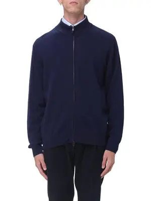 Canali Wool And Cashmere Blend Mock Neck Zip-up Cardigan - Blue