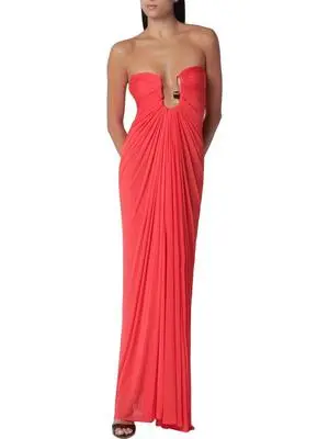 Christopher Esber Off-the-shoulder Long Jersey Evening Gown Orange