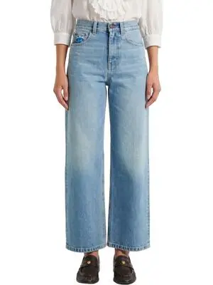 CHLOÉ Mid-rise Wide-leg Jeans In Cotton Denim With Embroidery