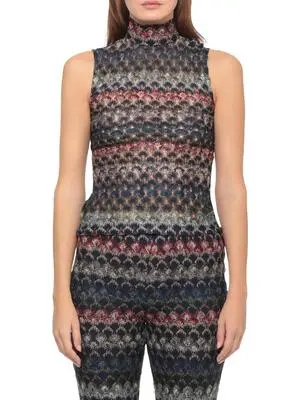 MISSONI Zigzag Jersey Turtleneck Top With Open Shoulders